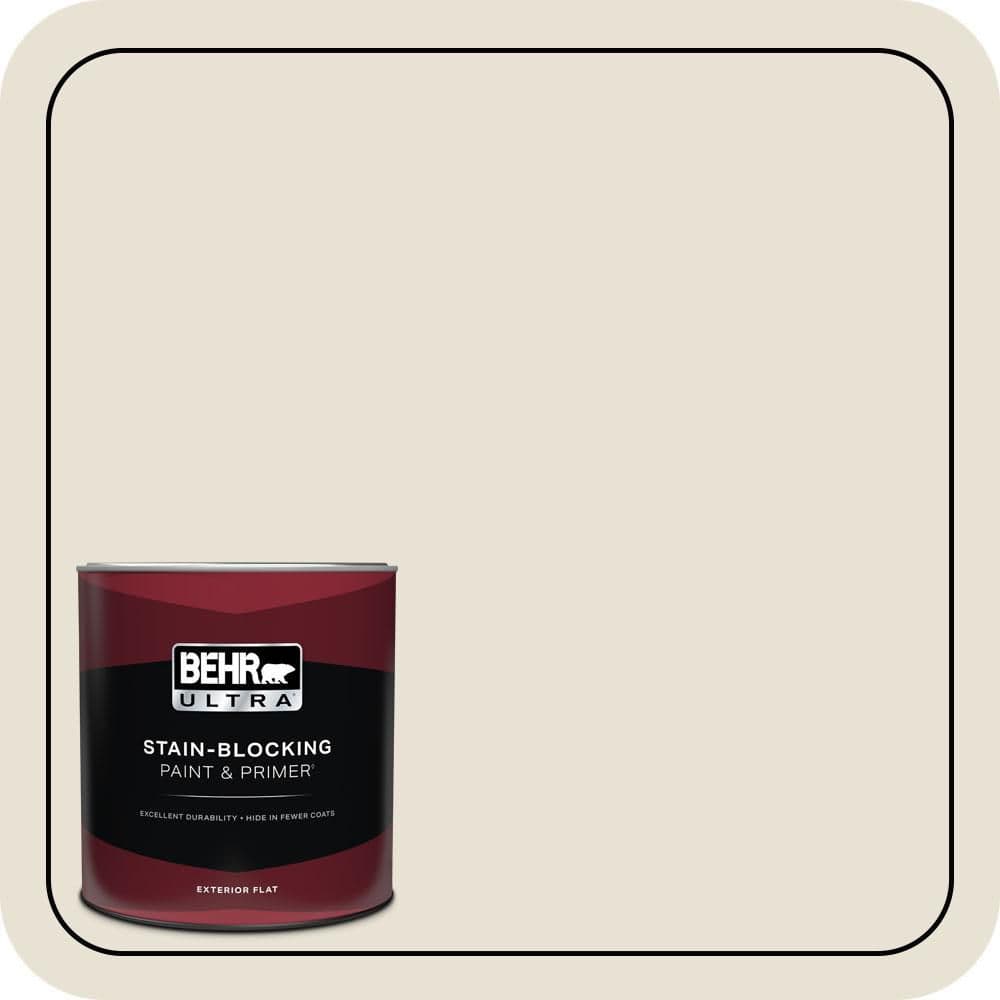 BEHR ULTRA 1 qt. #BXC-62 Alabaster Flat Exterior Paint & Primer 485004 ...