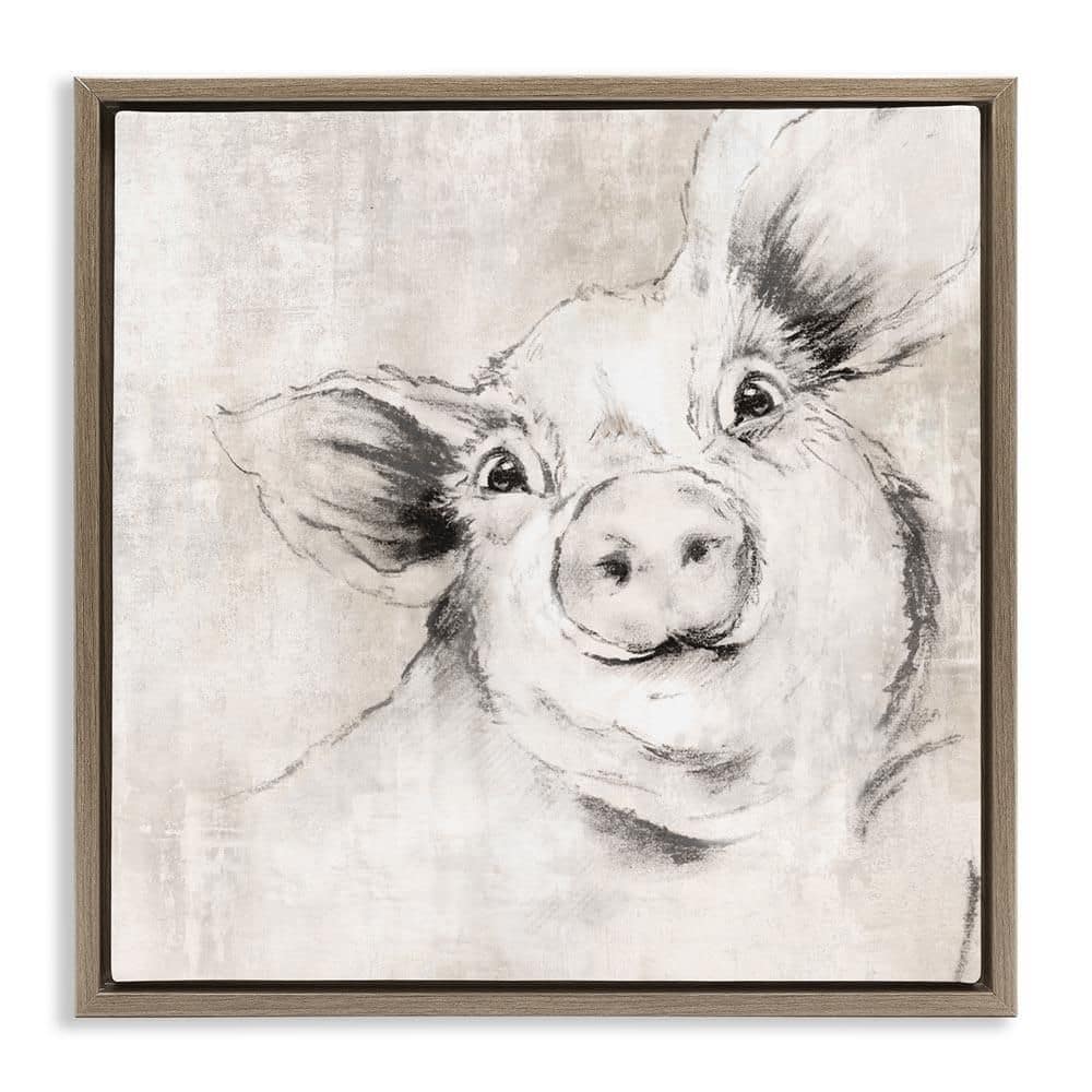 Stupell Industries Pig Sketch Impression by Eli Jones Brown Floater ...