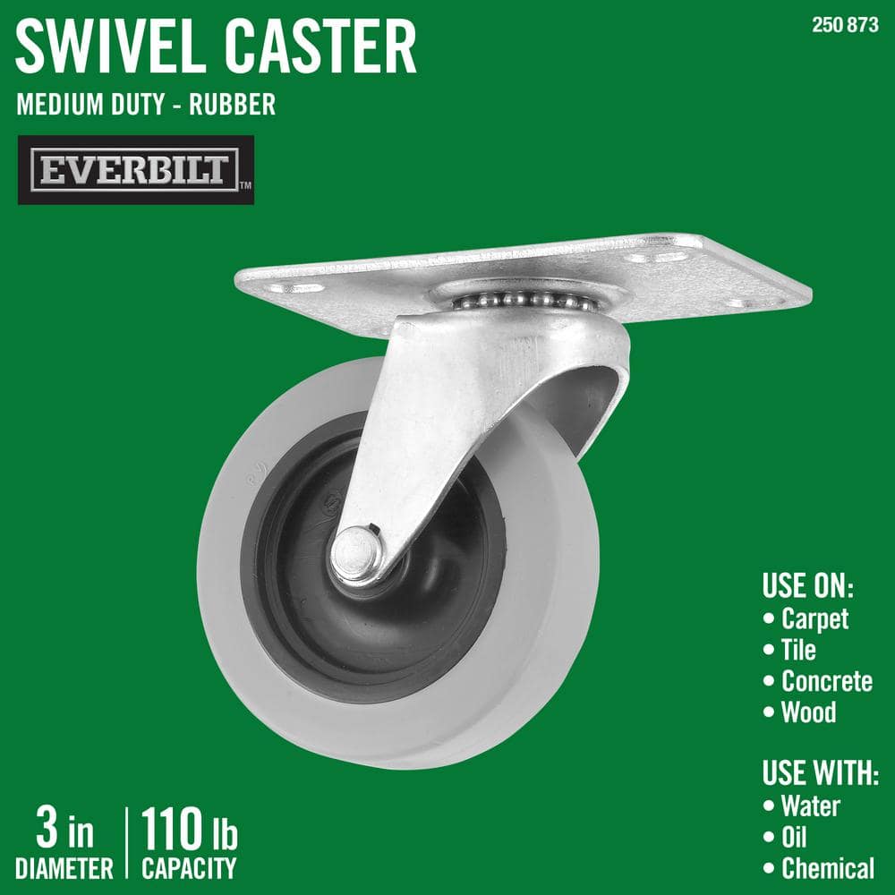 Everbilt 3 in. Swivel Non-Marking Rubber Caster 4030345EB - The Home Depot