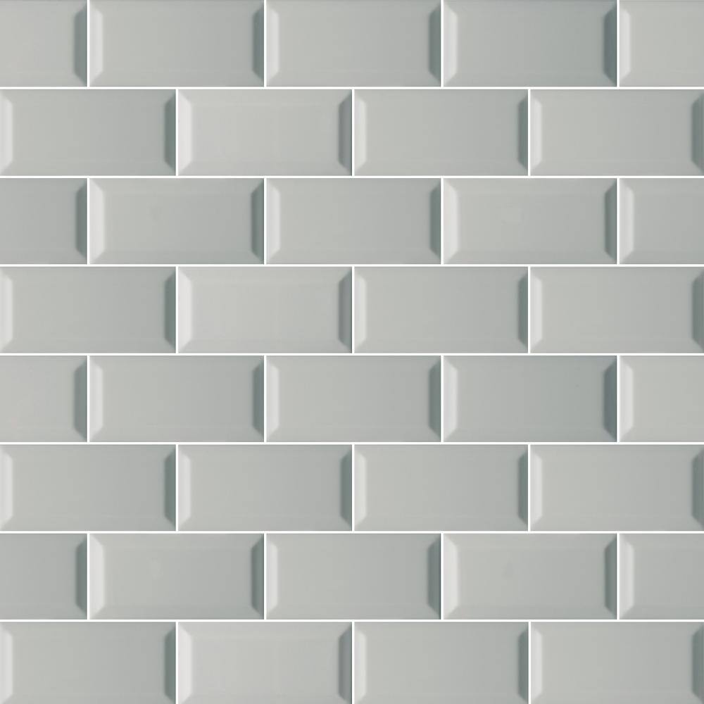MSI Take Home Tile Sample - Gray Glossy 4 in. x 4 in. Beveled Glazed ...
