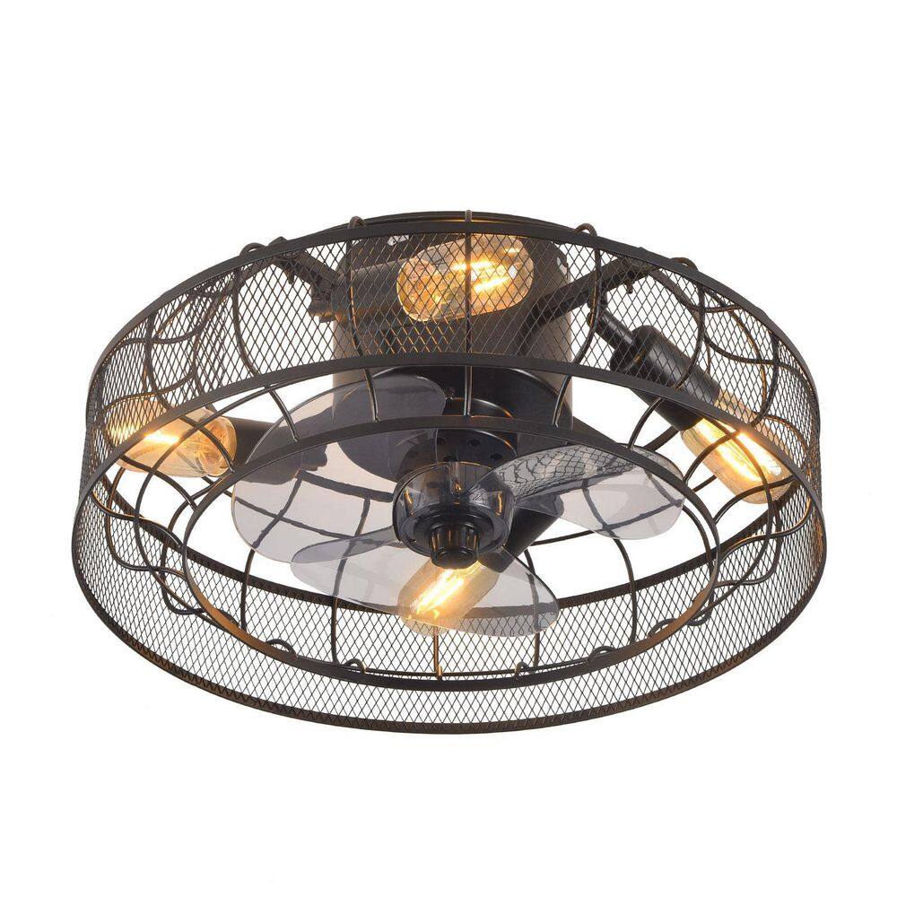 OUKANING 18 in. Indoor Black Modern Industrial Style 4-Light Ceiling ...