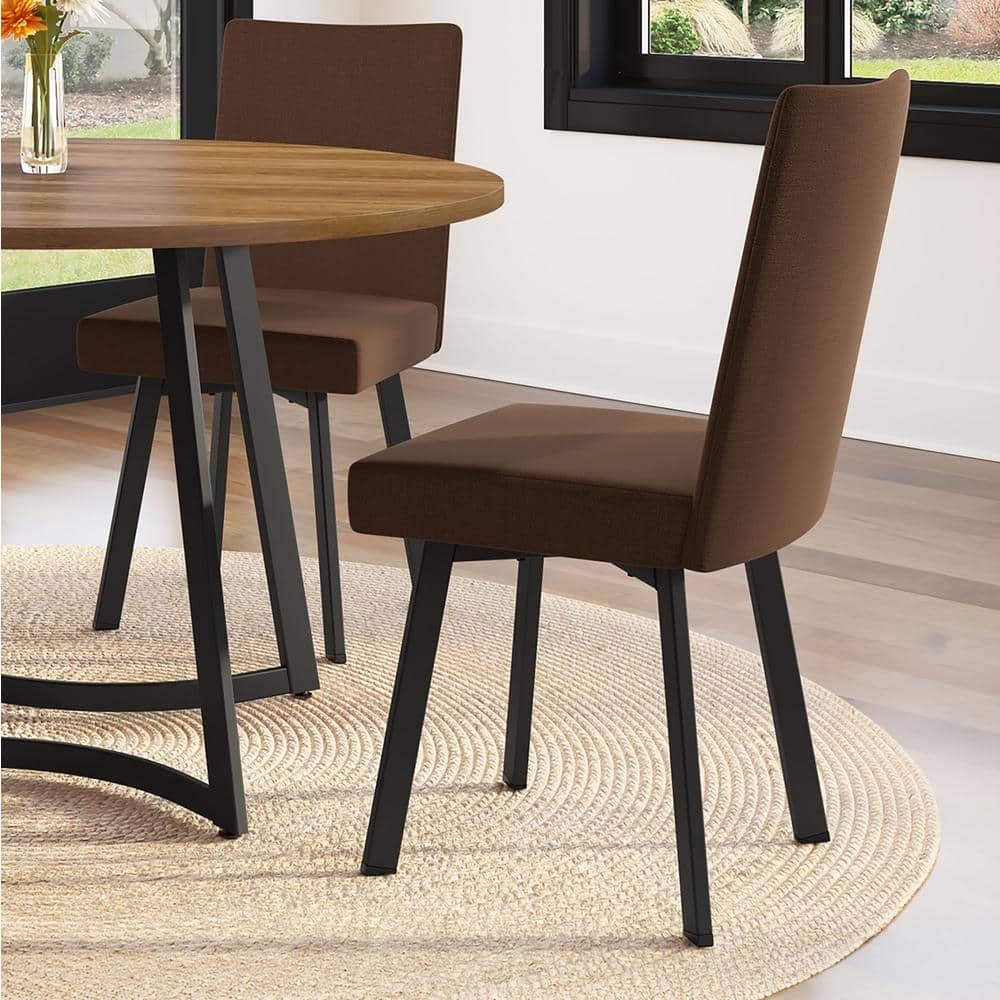 Amisco Elmira Cinnamon Brown Polyester / Black Metal Dining Chair 30530 ...