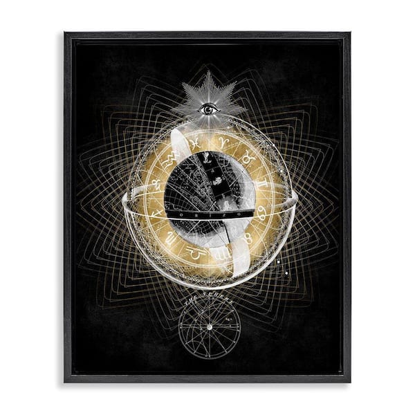 Stupell Industries Zodiac Symbols on Fractal by Oliver Jeffries Black ...