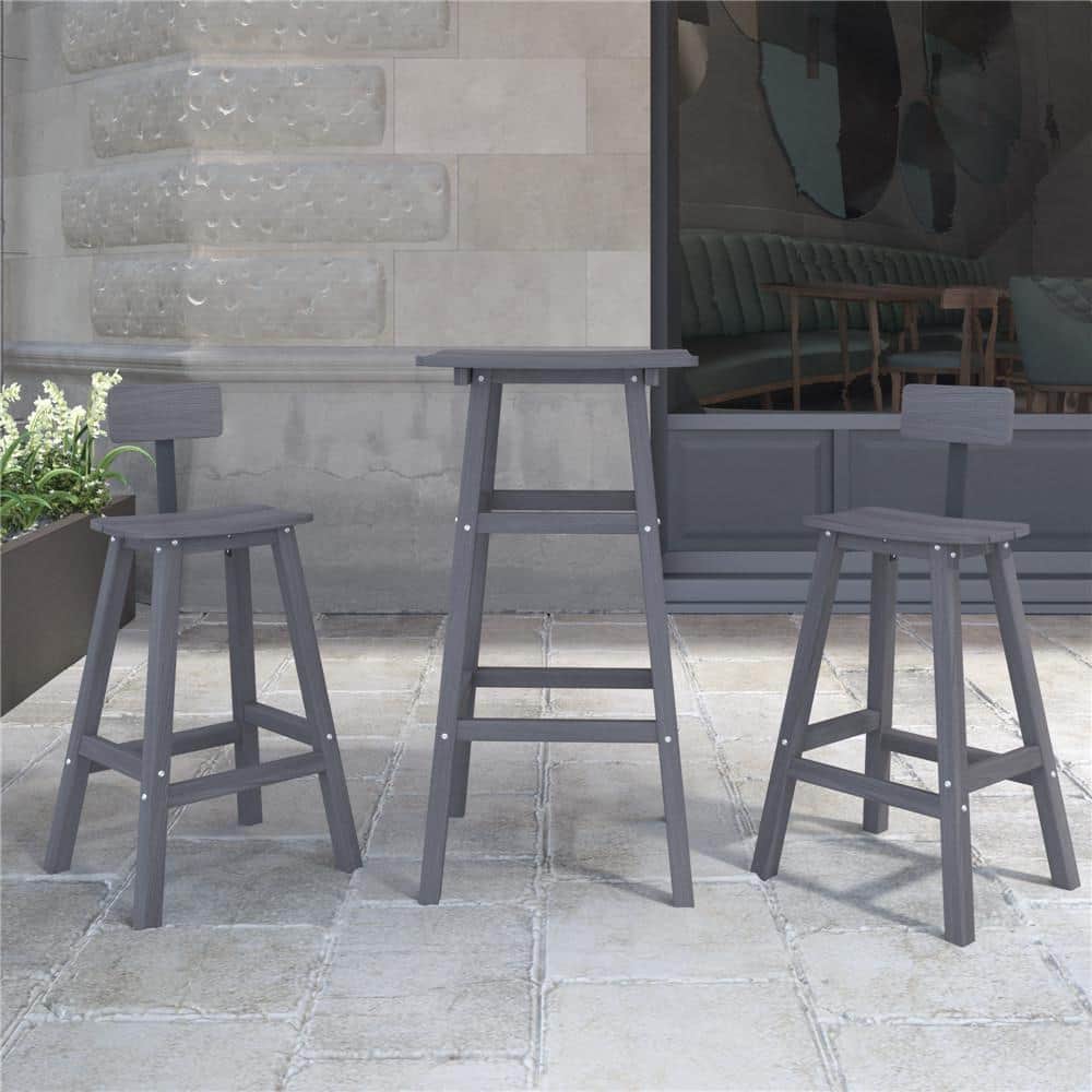 BANSA ROSE 3-Piece Gray HDPE Plastic Outdoor Bistro Set BRPB09GY - The ...
