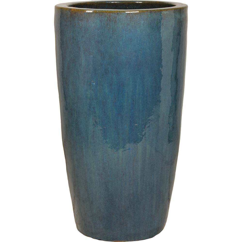 16 in. Azul Ceramic Calypso Vase DG-125B-AZ - The Home Depot