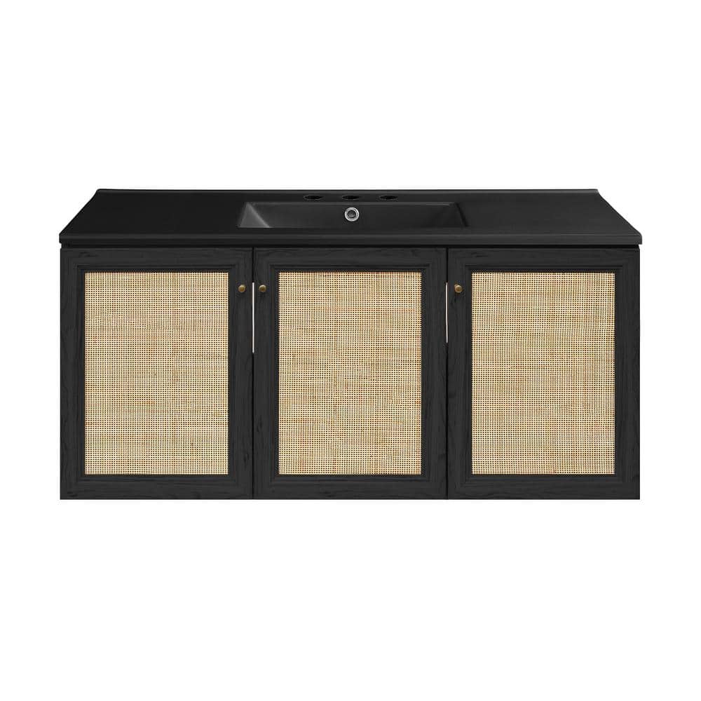 Swiss Madison Classe 48 in. Wall-Mounted Bathroom Vanity in Black Oak ...