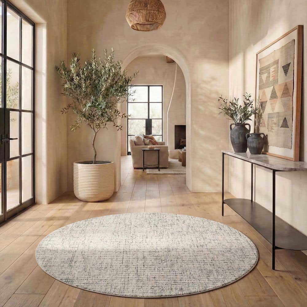 SAFAVIEH Abstract Gray/Ivory 6 ft. x 6 ft. Speckled Round Area Rug ...