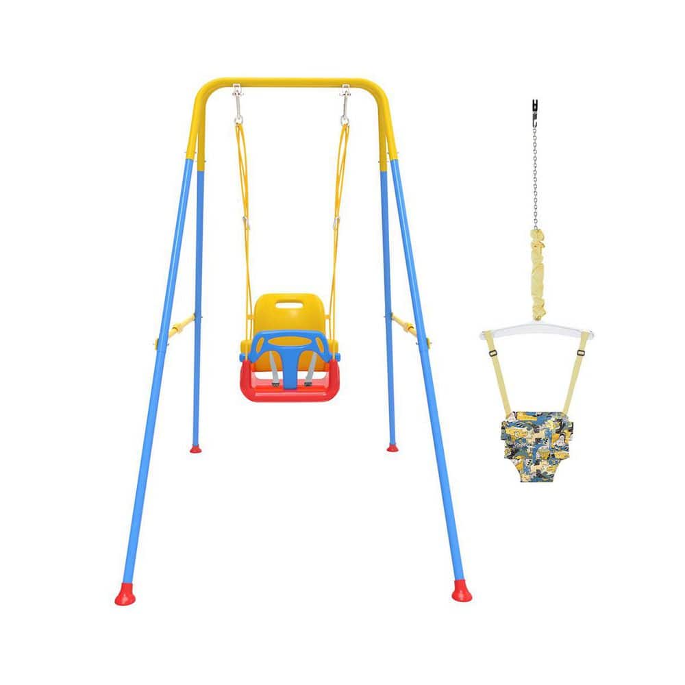 LUKVIZO 2-in-1 Toddler Swing and Baby Jumper with Soft Cushion ...