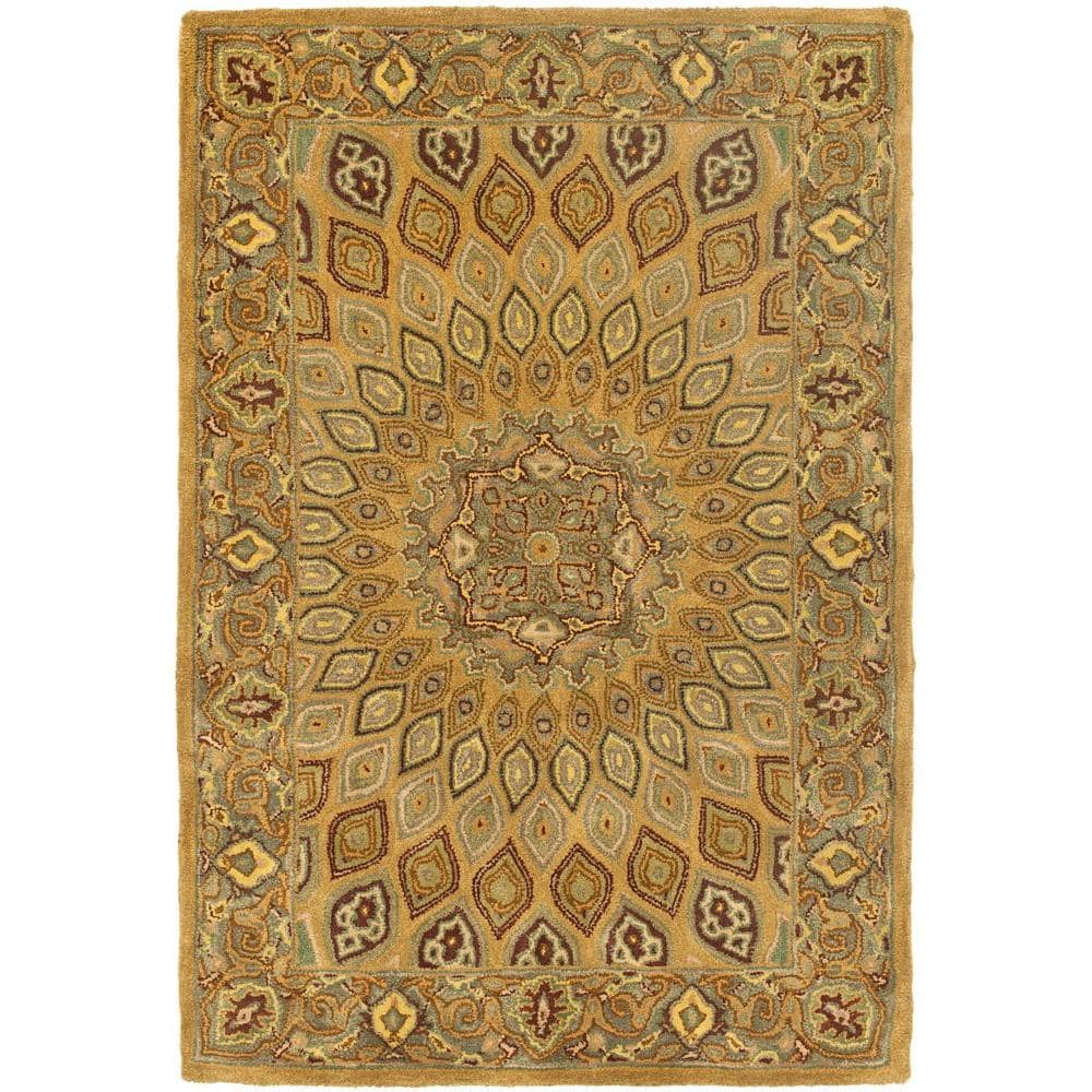 SAFAVIEH Heritage Light Brown/Grey 5 ft. x 8 ft. Border Area Rug HG914A ...