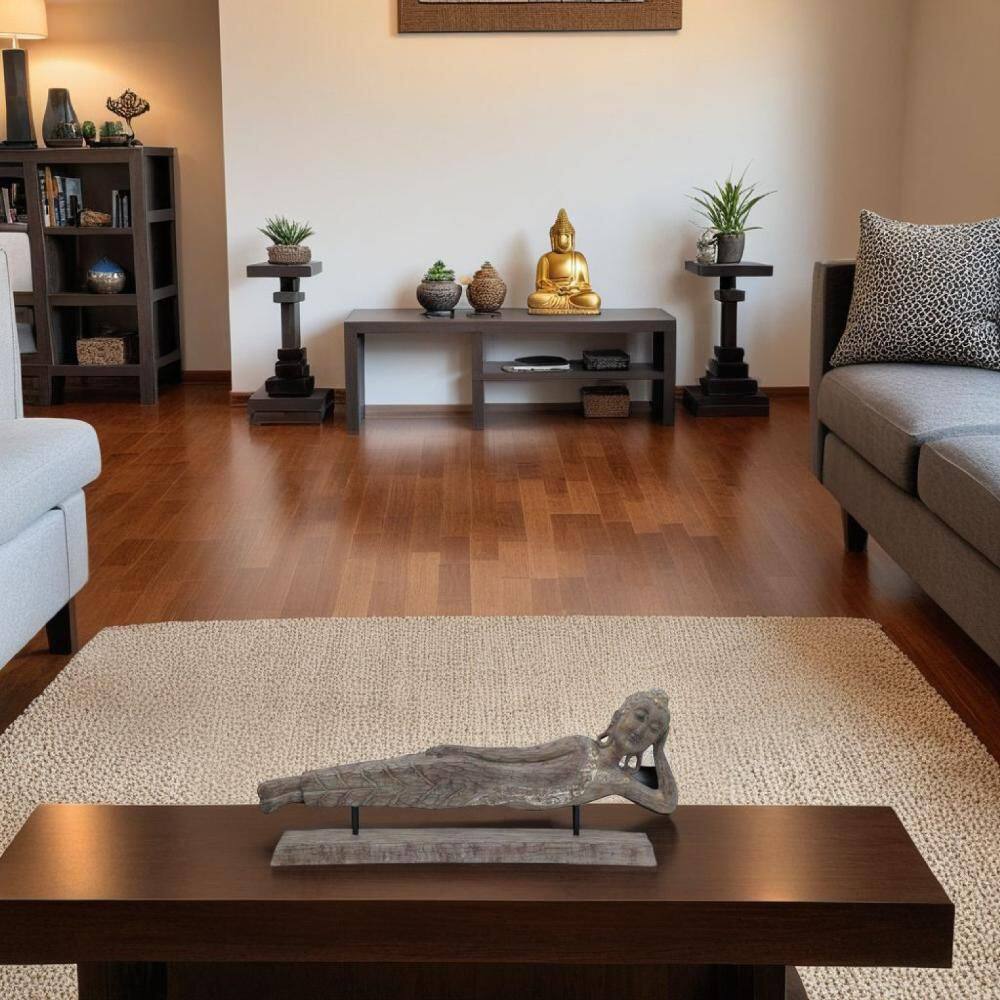 Benjara Morden Gray 3.5 in. x 10 in. Rectangular Resin Buddha Sculpture BM335563 - The Home Depot