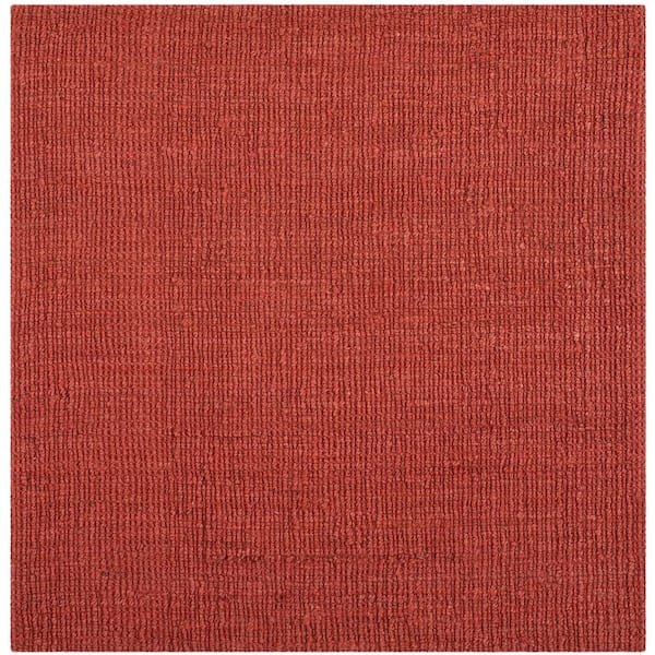 SAFAVIEH Natural Fiber Rust 8 ft. x 8 ft. Woven Crosstitch Square Area ...
