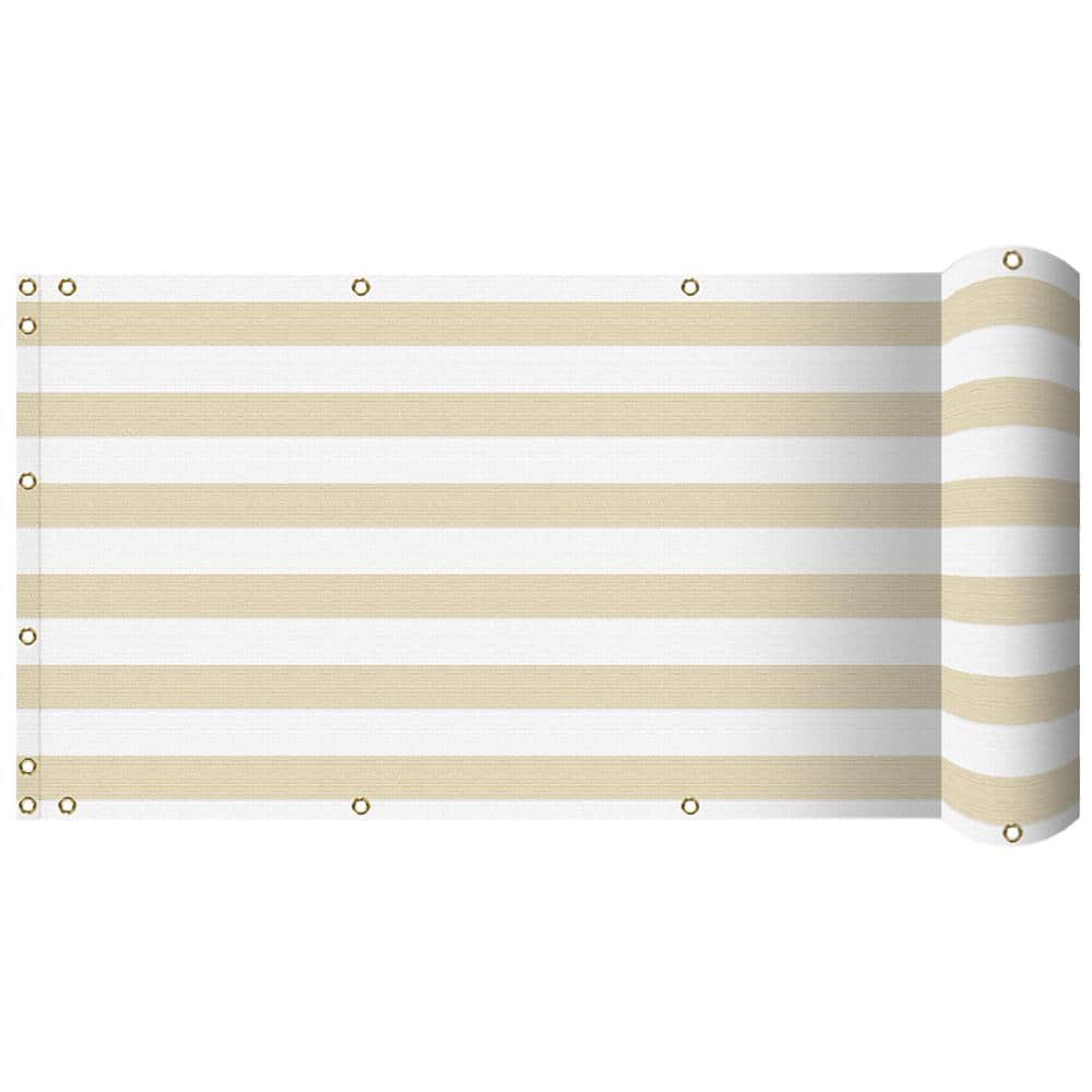 BANSA ROSE 3 ft. x 15 ft. Beige White Stripes Balcony Privacy Fence ... BANSA ROSE 3 ft. x 15 ft. Beige White Stripes Balcony Privacy Fence ...