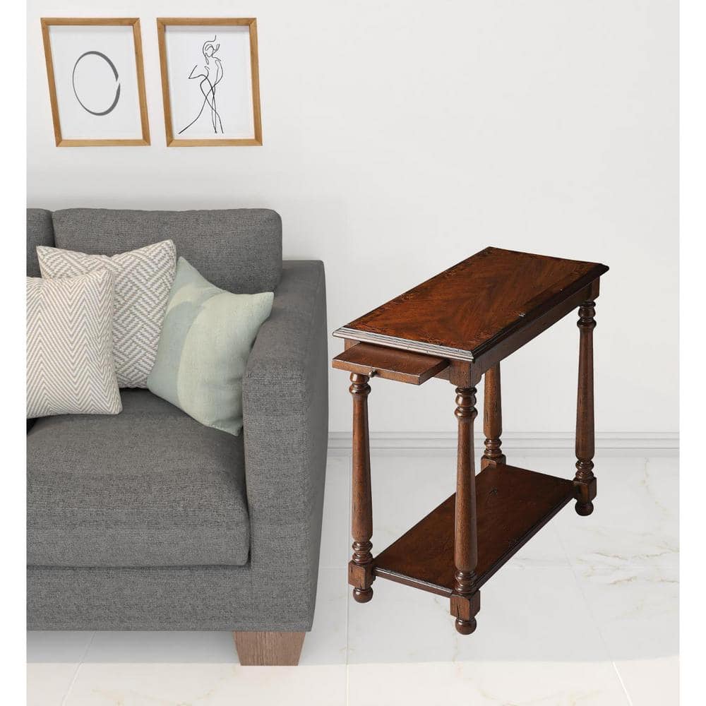 HomeRoots 12 in. Brown Rectangle MDF End Table 2000488966 - The Home Depot
