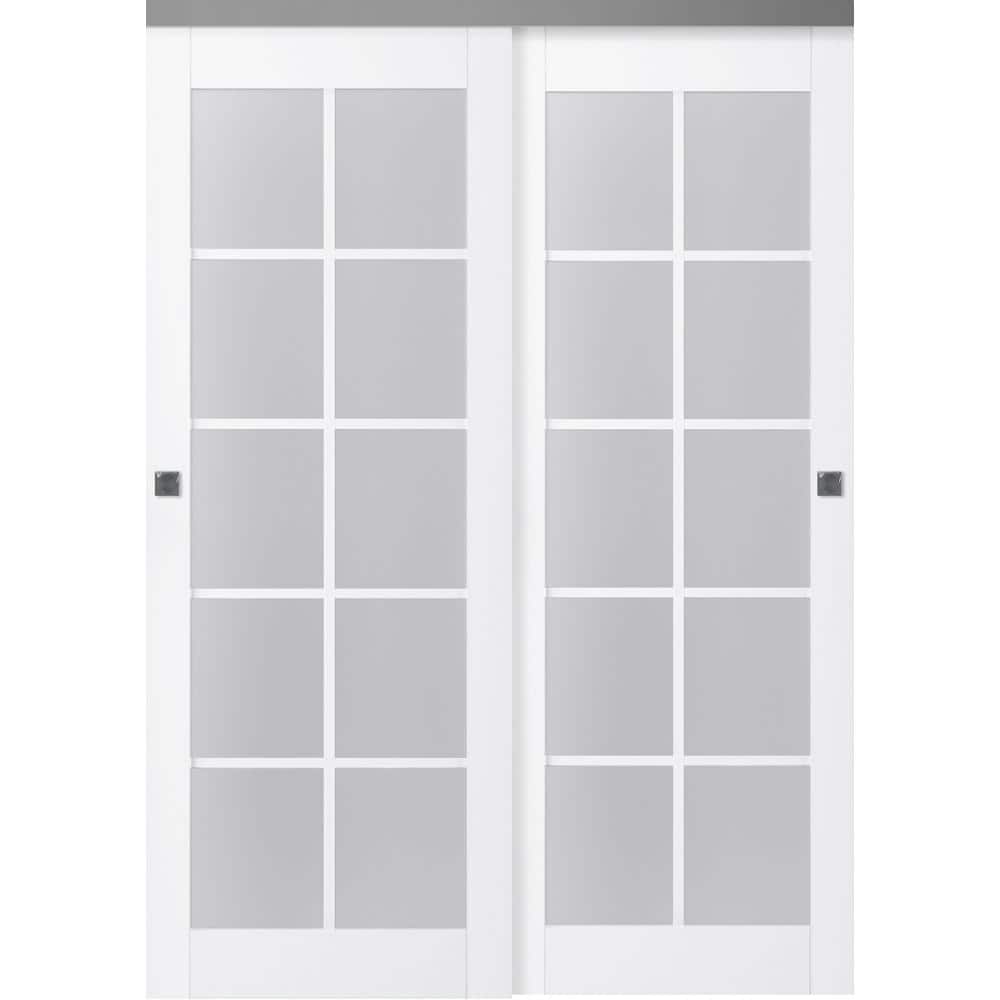 Belldinni Paola 10-Lite 64 in. x 80 in. Bianco Noble Finished Wood Composite Bypass Sliding Door ...