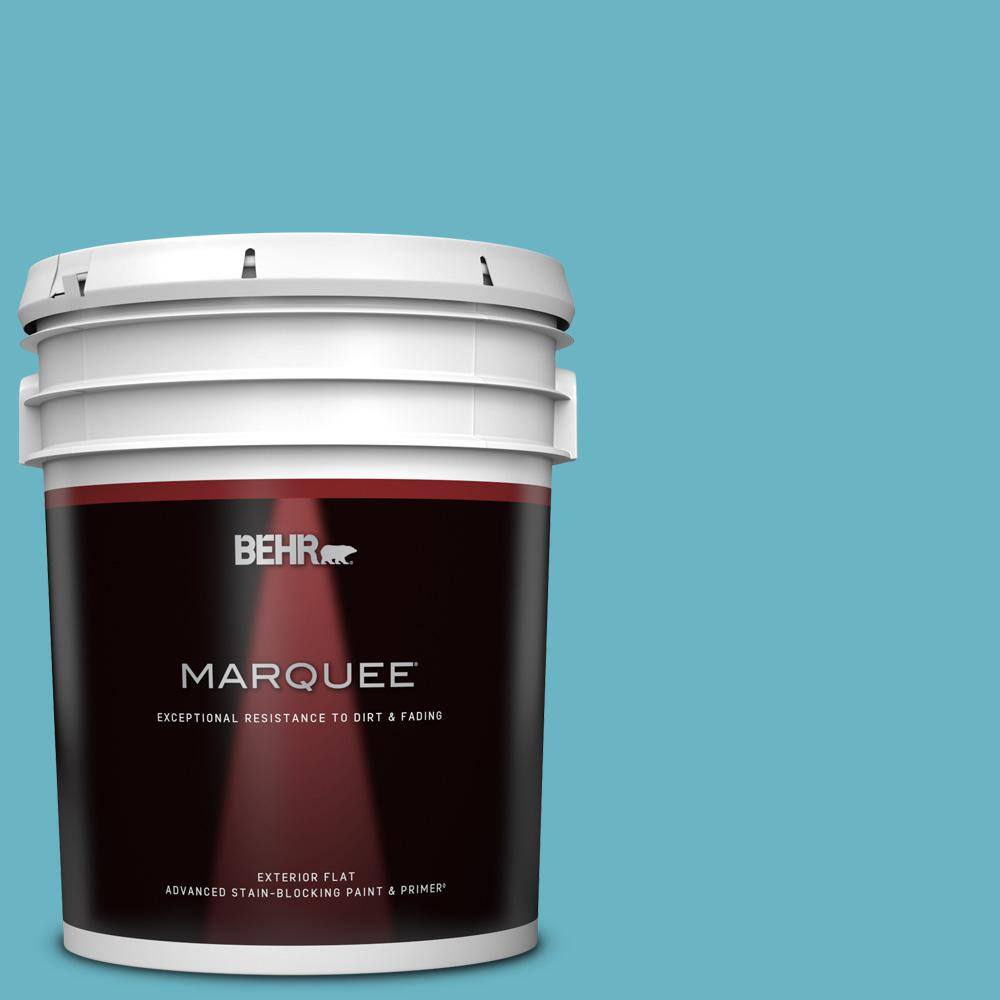 BEHR MARQUEE 5 gal. #530D-5 Riverside Blue Flat Exterior Paint & Primer ...