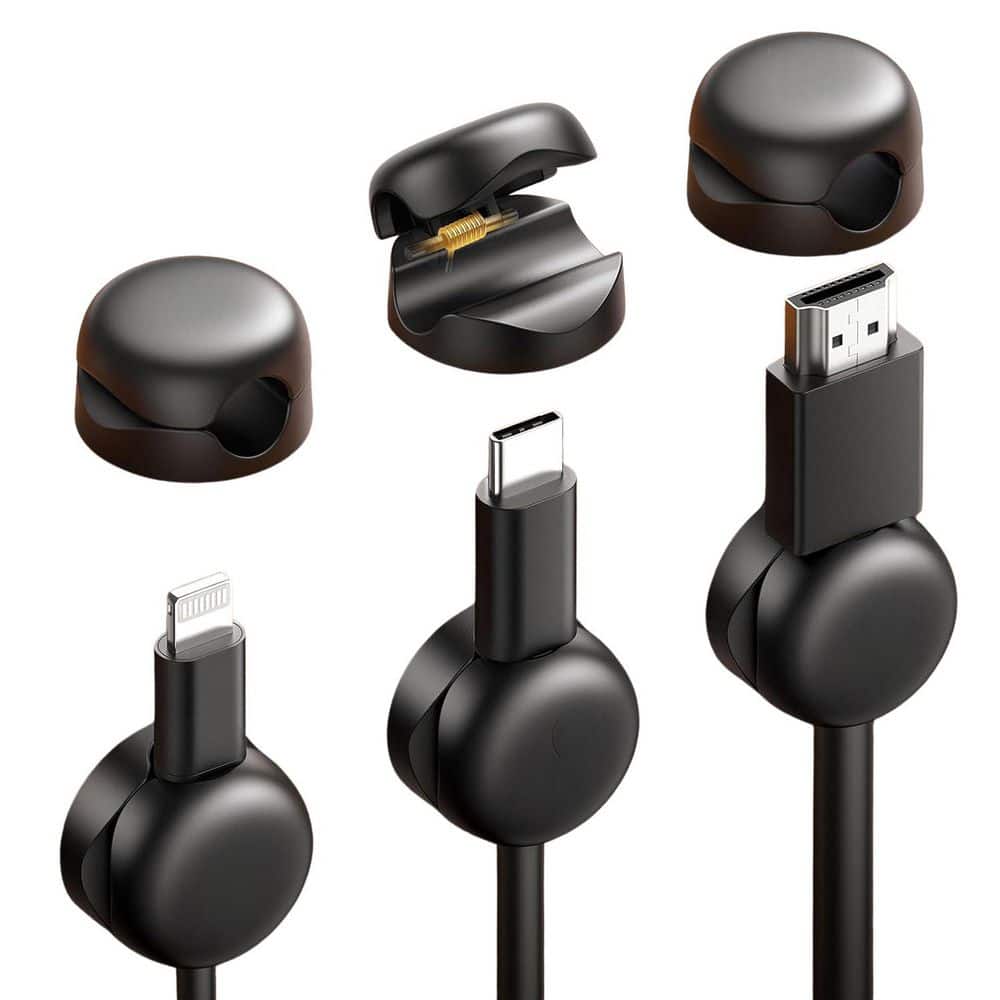 Yichuhaoxi Spring Cord Organizer Holder with 6 Pack Compact Cable Clips for Desk and Nightstand ...