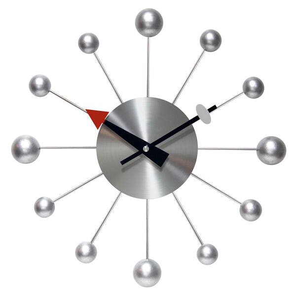 Infinity Instruments Silver Orb Spoke Wall Clock 15353SV - The Home Depot