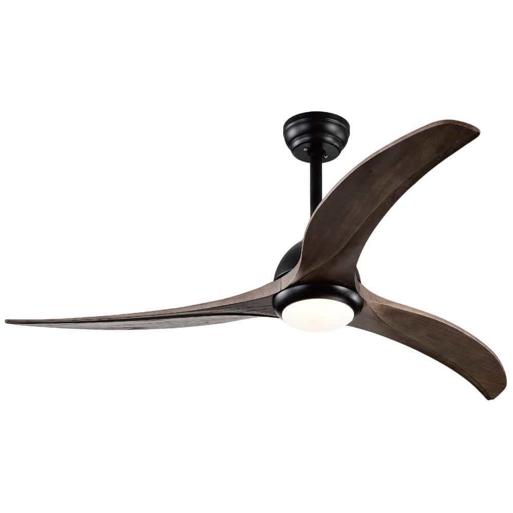 PUDO 52 in. Contemporary Integrated LED Black Indoor Ceiling Fan ...