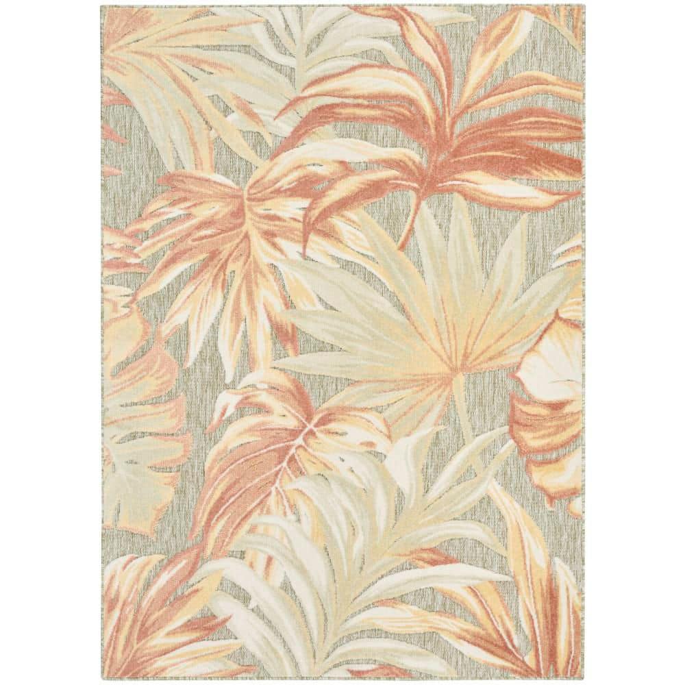 Nourison Aloha Sage Rose 5 ft. x 8 ft. Palmette Contemporary Area Rug ...