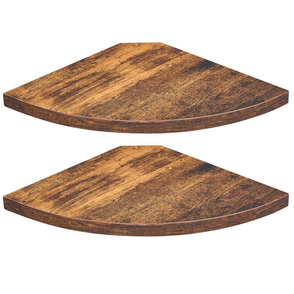 9 in. W x 9 in. D Rustic Brown Corner Decorative Wall Shelf Set of 2 NY ...