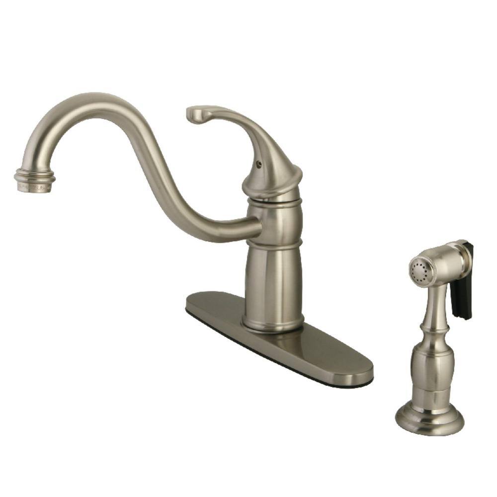 Kingston Brass Georgian Single-Handle Standard Kitchen Faucet with Side ...