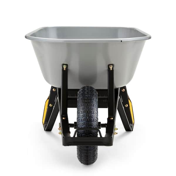 Gorilla 6 cu. ft. PRO Heavy-Duty Steel Tub Wheelbarrow, Steel Braces ...