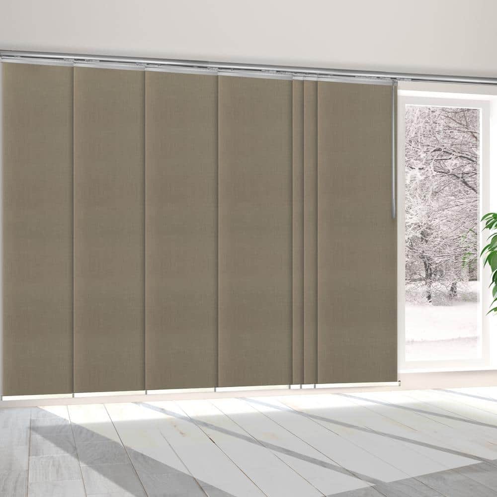 EMOH Linen Beige 110 in. - 153 in. W x 94 in. L Adjustable 7- Panel ...
