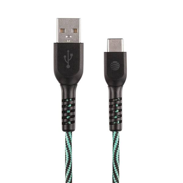 AT&T 4 ft. Charge and Sync USB to Type-C Cable in Teal TCB04-GRN - The ...