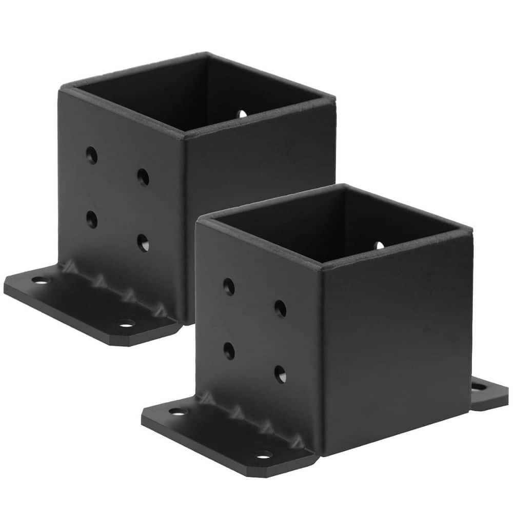Afoxsos Heavy Duty Steel Black Fence Post Base Anchor for 6 x 6 Nominal ...