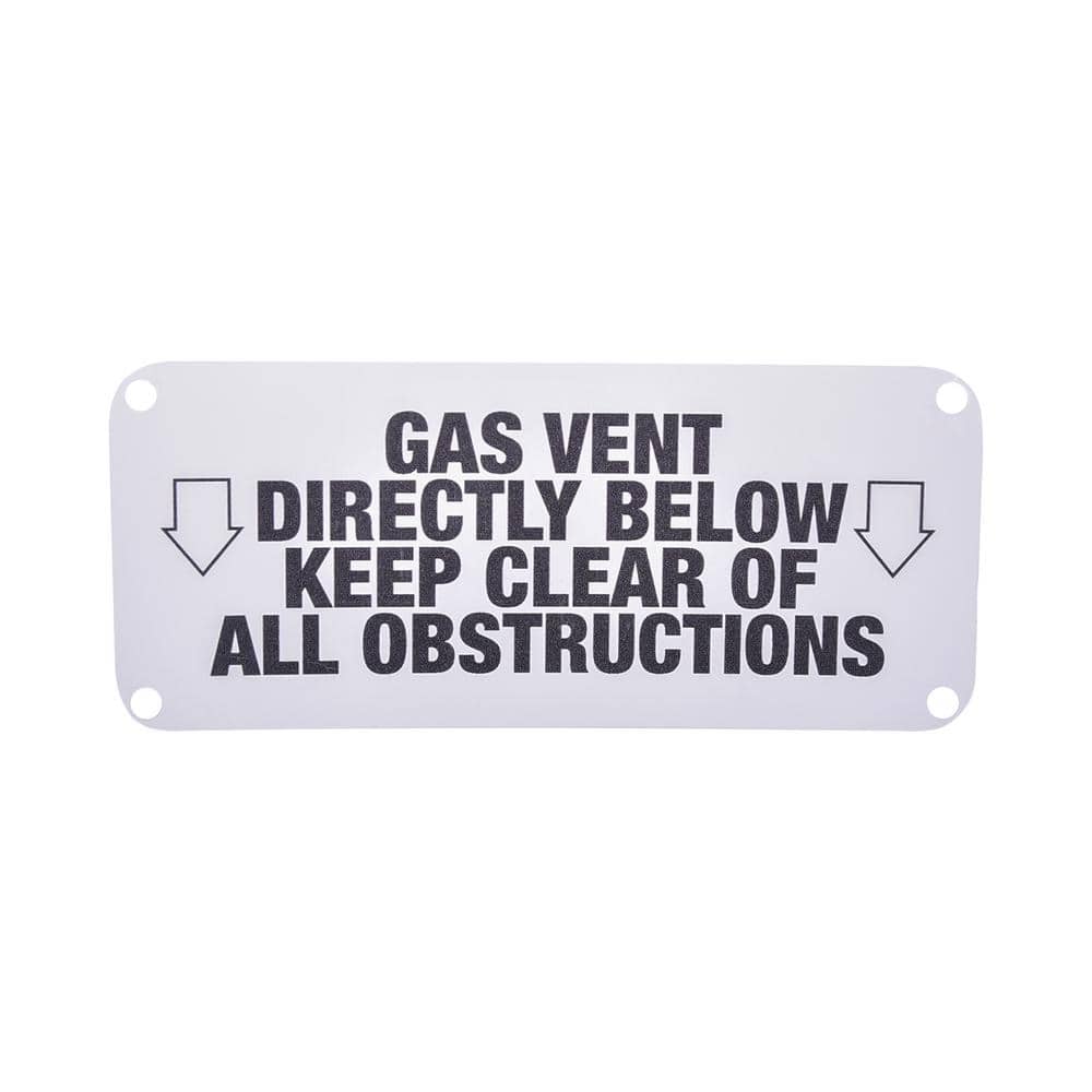 PLUMBFLEX 3 in. x 7 in. Plastic Gas Warning Sign Gas Vent Directly ...