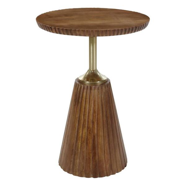 OSP Home Furnishings Round Side Table in Golden Honey Wood Top with ...