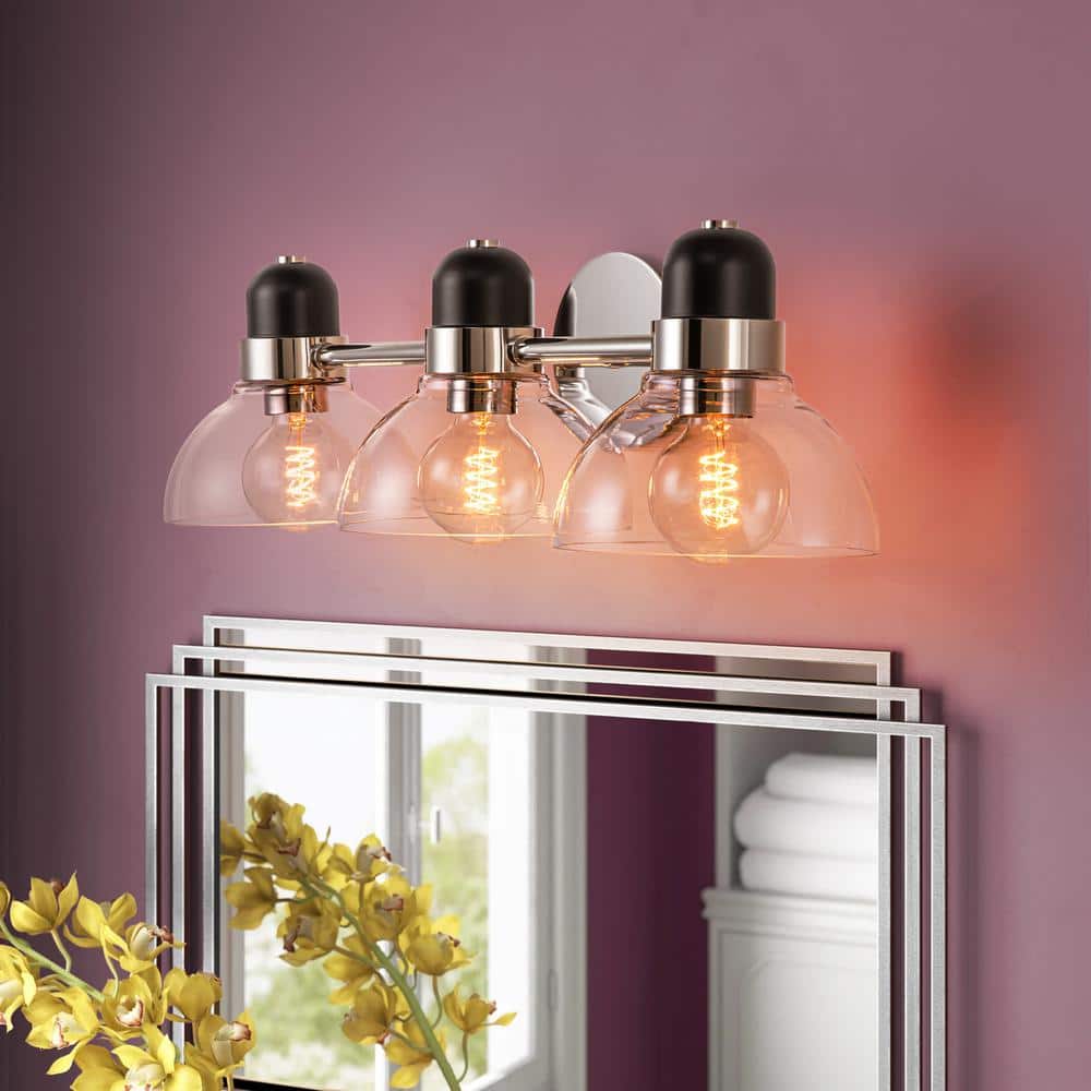 Rennnsan Kyle 24.4 in. 3-Light Polished Nickel Dimmable Vanity Light ...