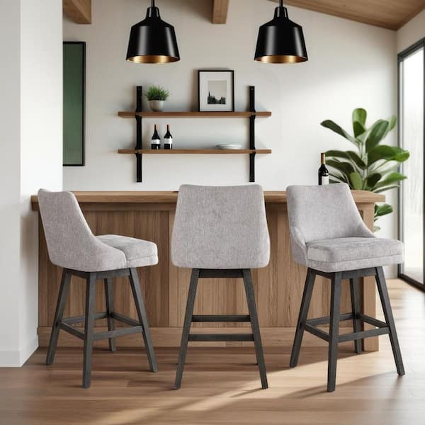 Armen Living Branson 42 in. H Bar Height Gray Low Back Wood Bar Stool ...