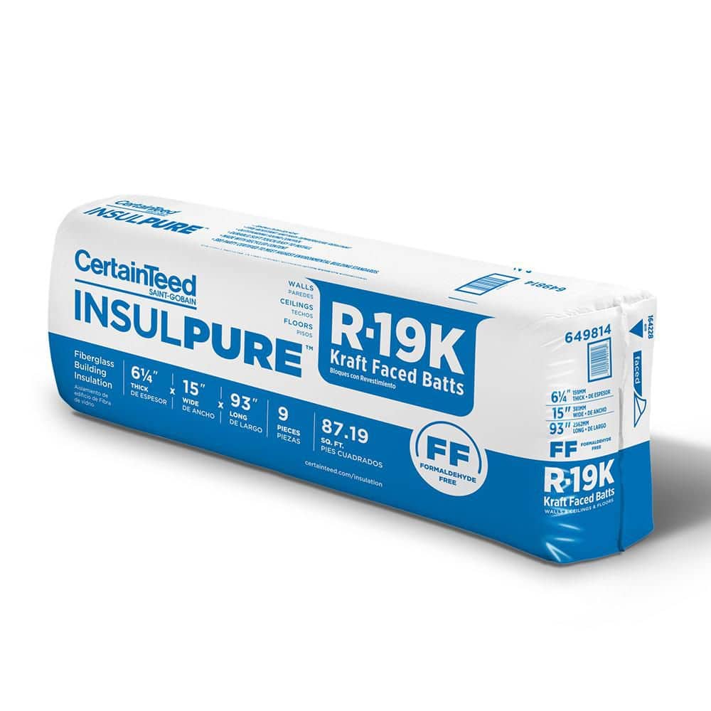 CertainTeed R-19 InsulPure Kraft Faced Fiberglass Insulation Batt 15 in ...
