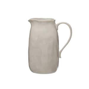 Storied Home 28 fl. Oz. White Stoneware Pitcher with Reactive Glaze ...