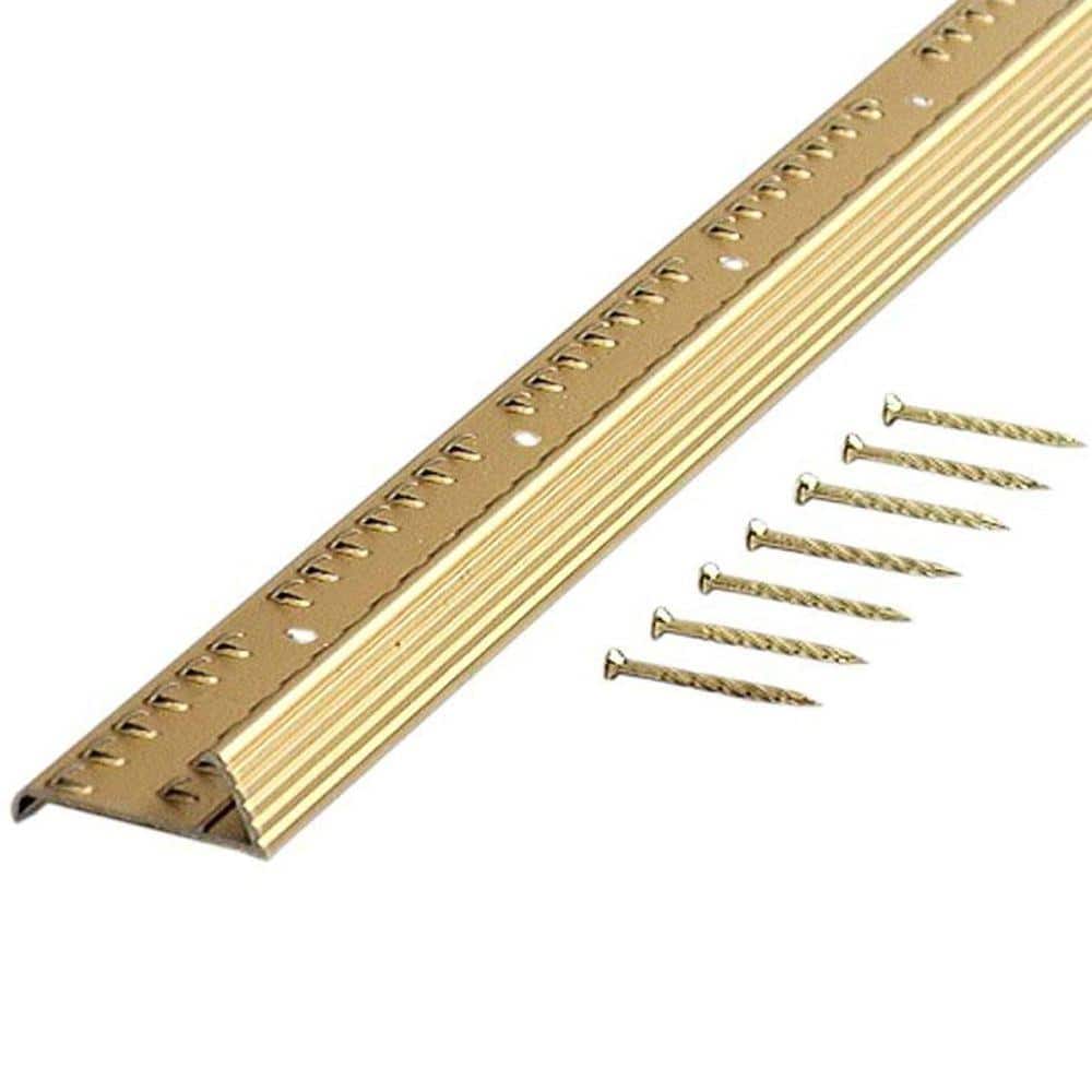 Satin Brass Fluted 36 in. Carpet Gripper with Teeth 18540 - The Home Depot