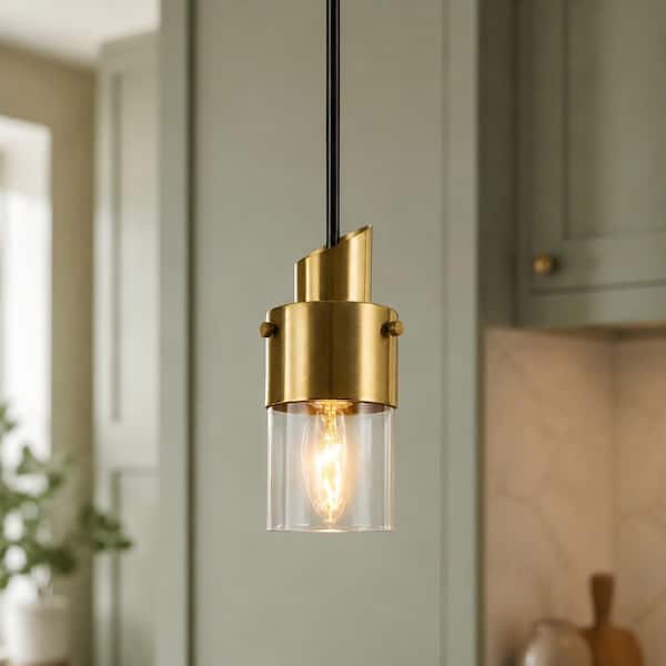 Zevni Coluse Modern 1-Light Mini Brass Pendant Light, Nordic Black ...