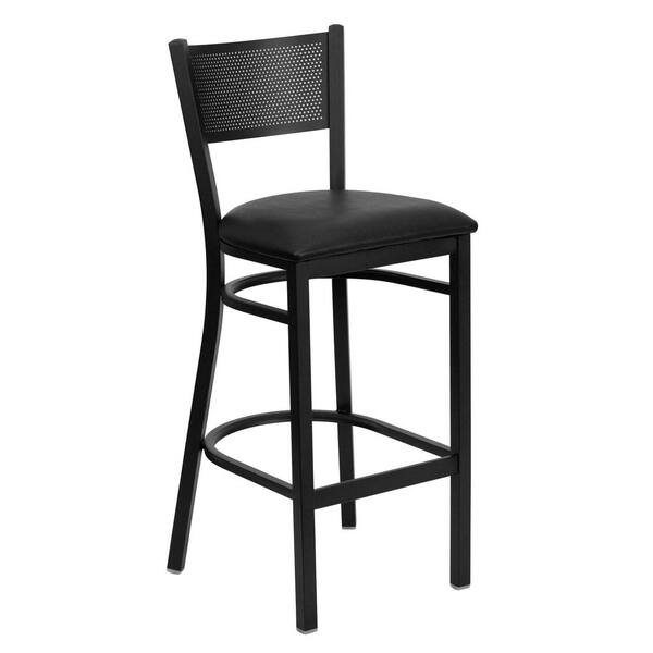 Flash Furniture Carnegy Avenue 30.25 in. Black Vinyl Seat/Black Metal ...