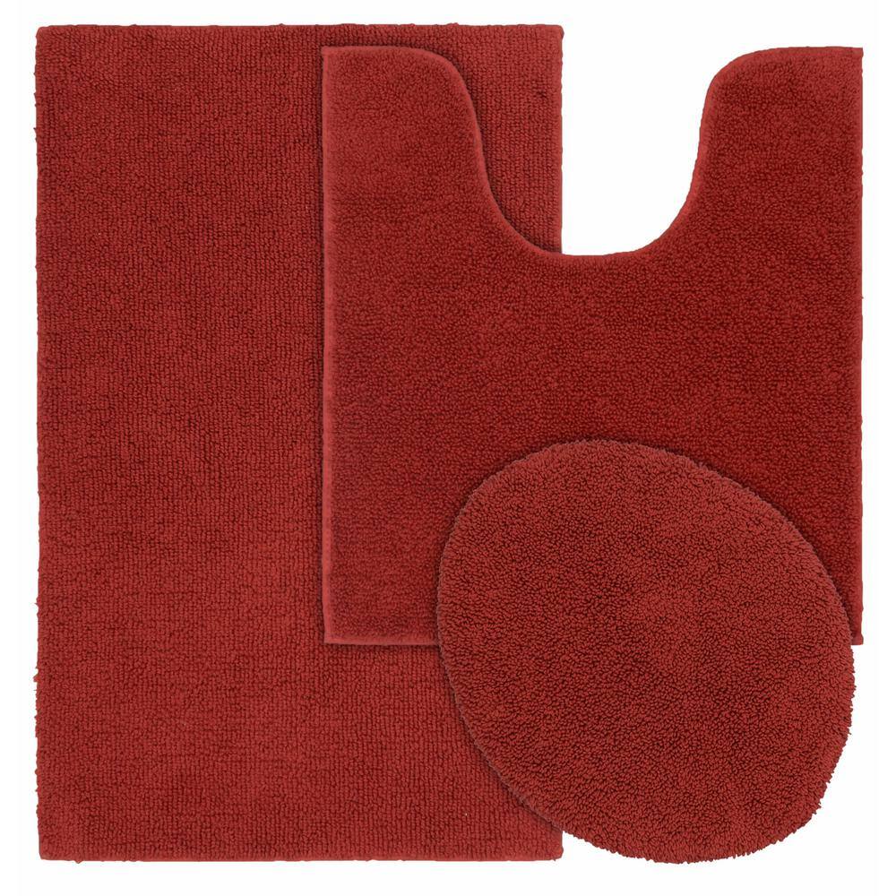 Garland Rug Queen Chili Pepper Red 21 in. x 34 in. Solid Cotton 3-Piece ...