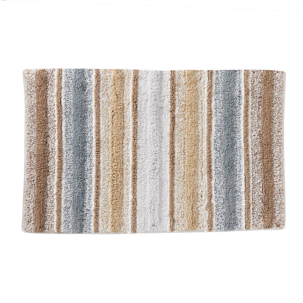 Natural 20 in. x 30 in. Cotton Water Stripe Bath Rug U2326600850007 ...