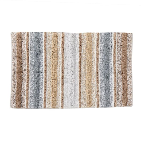 Natural 20 in. x 30 in. Cotton Water Stripe Bath Rug U2326600850007 ...