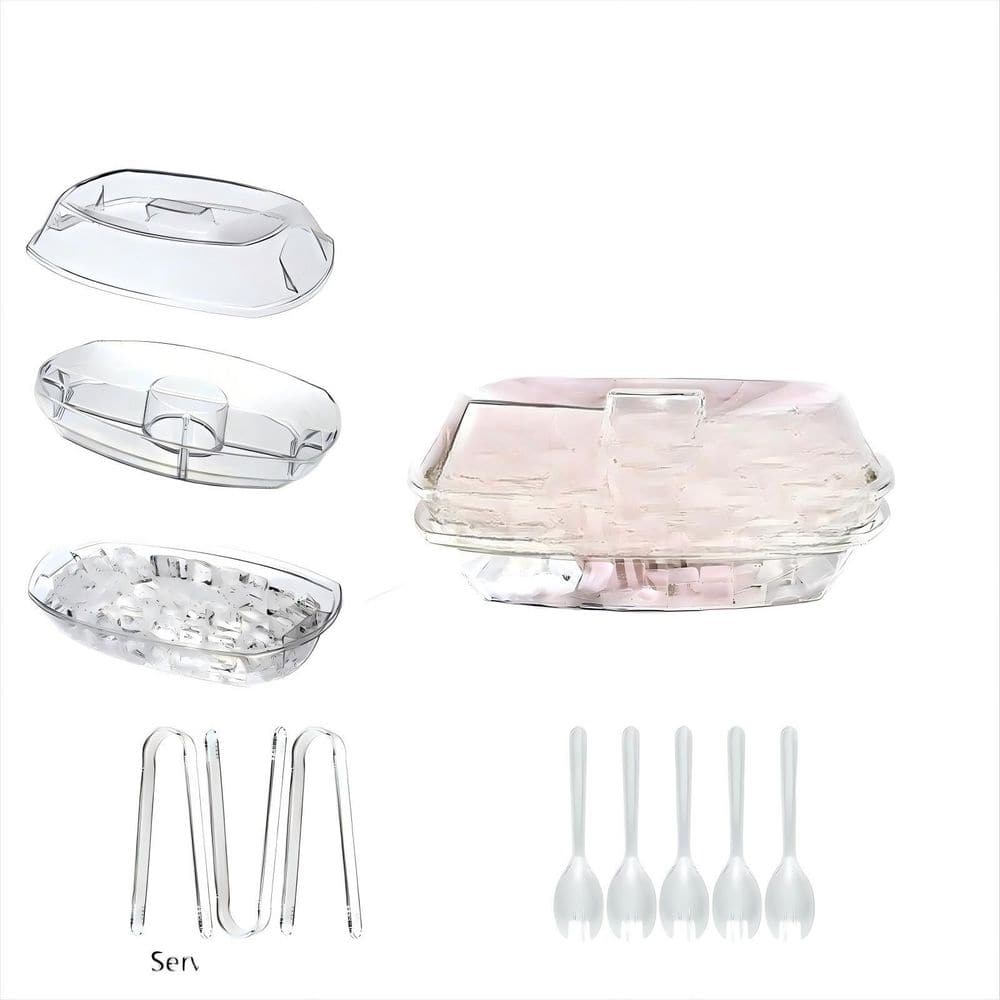 Wudkey 15 in. x 11 in. x 6 in. Plastic Chilled Condiment Server Tray ...