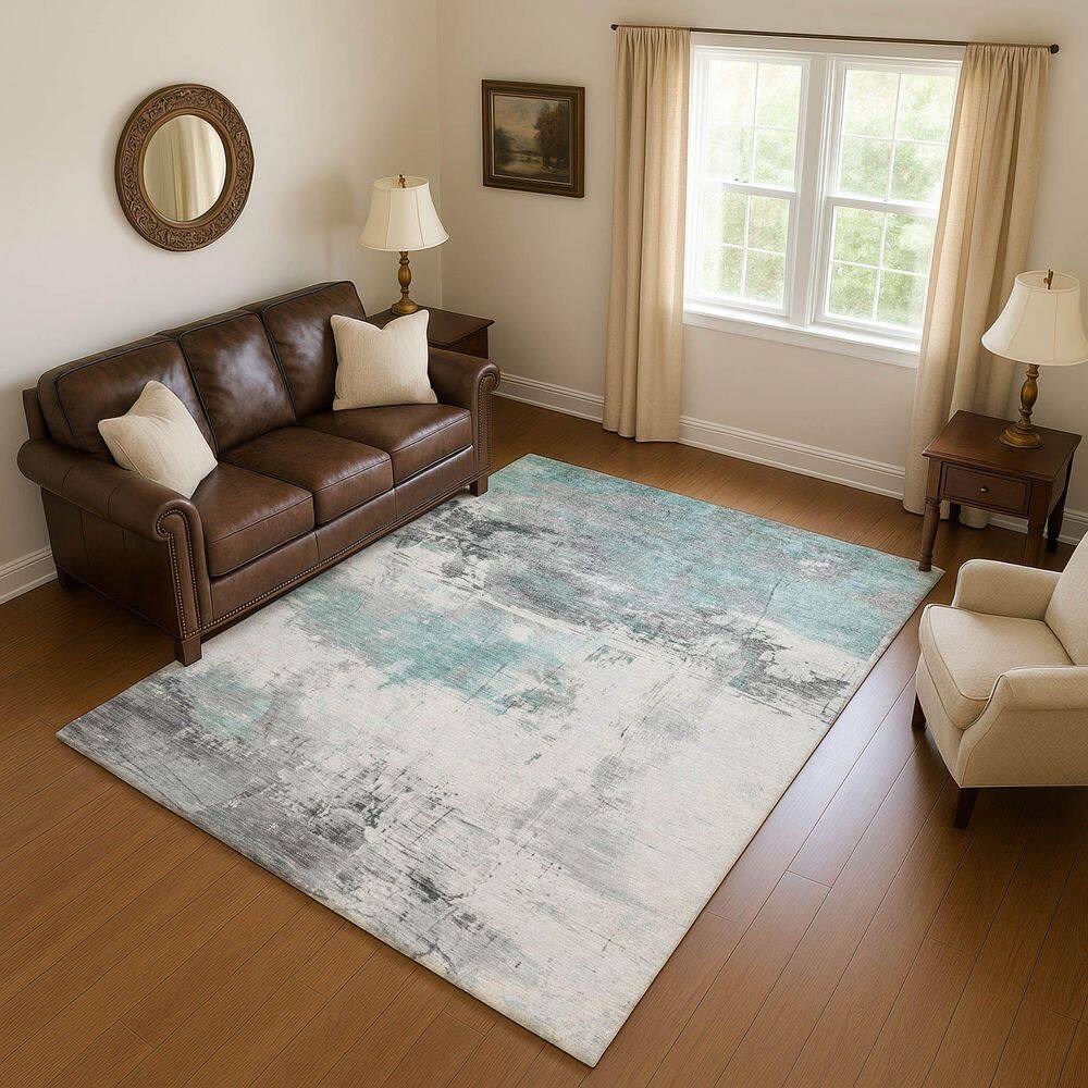 Addison Rugs Mayfield Premium Machine Washable Abstract AMF1685 Teal 5 ...