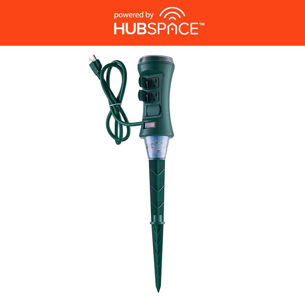 Defiant Smart Outdoor 4 ft. 6-Outlet Power Stake Timer with Holiday ...
