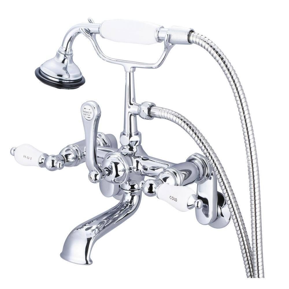 Water Creation 3-Handle Claw Foot Tub Faucet with Labeled Porcelain ...