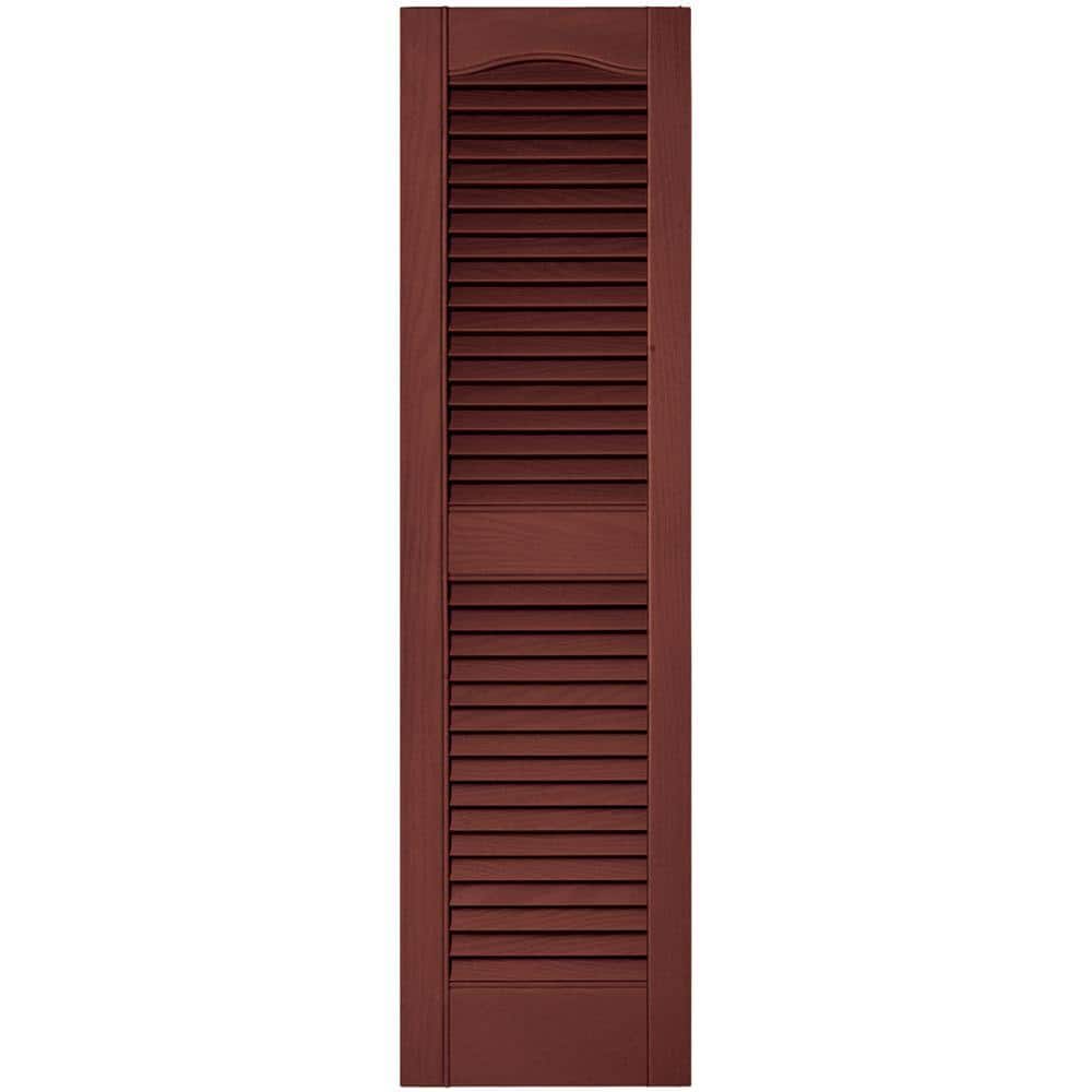 Builders Edge 12 in. x 43 in. Louvered Vinyl Exterior Shutters Pair in ...