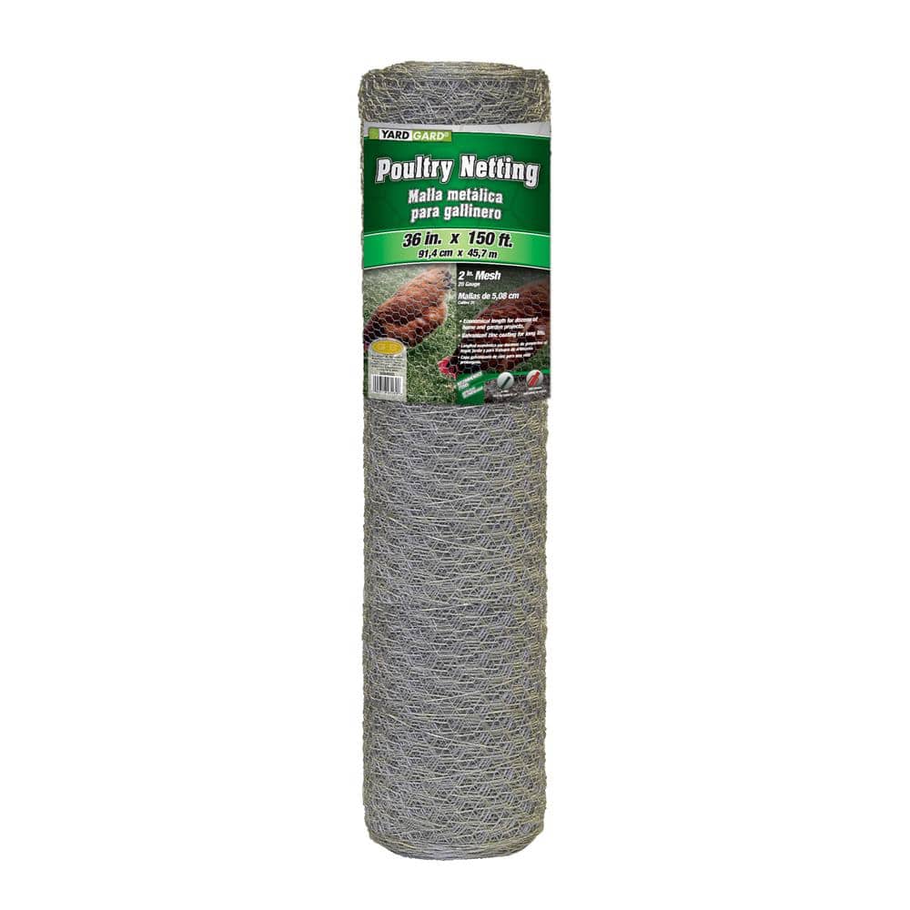 YARDGARD 3 ft. x 150 ft. 20-Gauge Galvanized Steel Poultry Netting 2 in ...