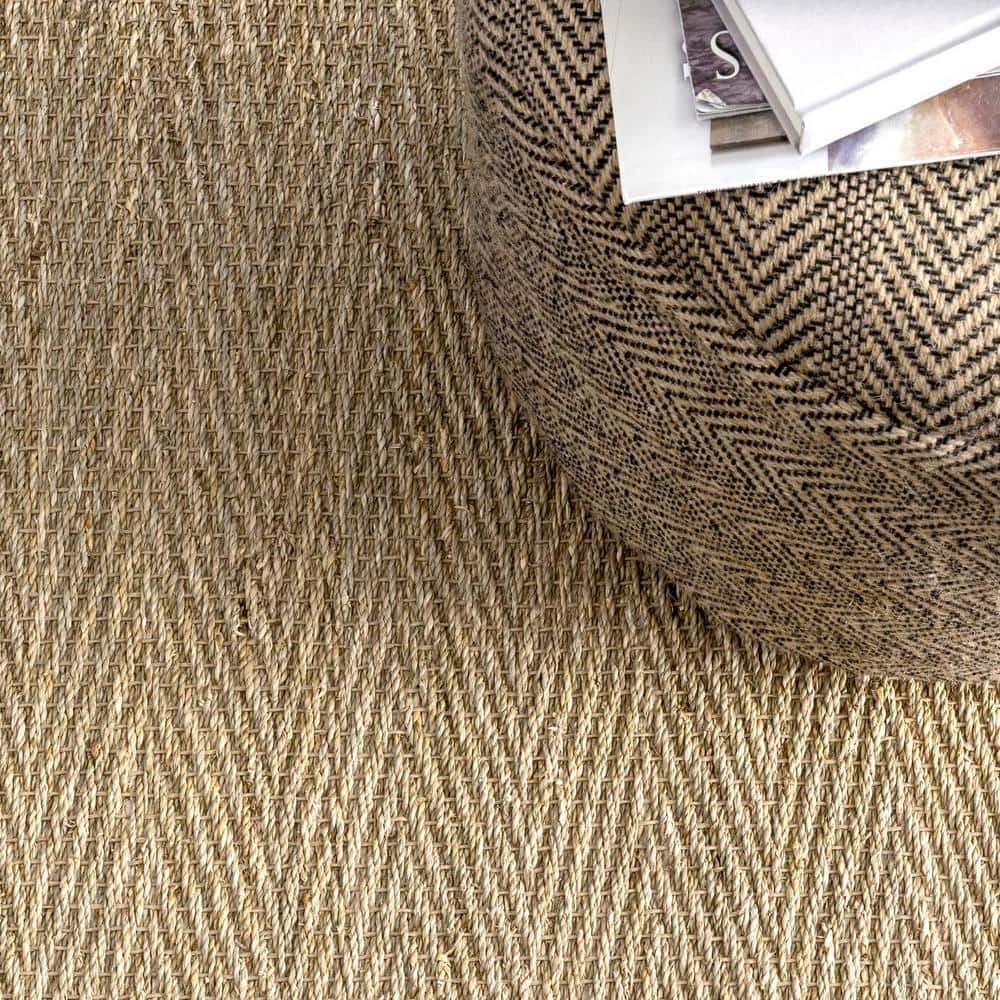 Larnaca Seagrass Herringbone Natural 2 ft. 6 in. x 6 ft. Indoor/Outdoor ...