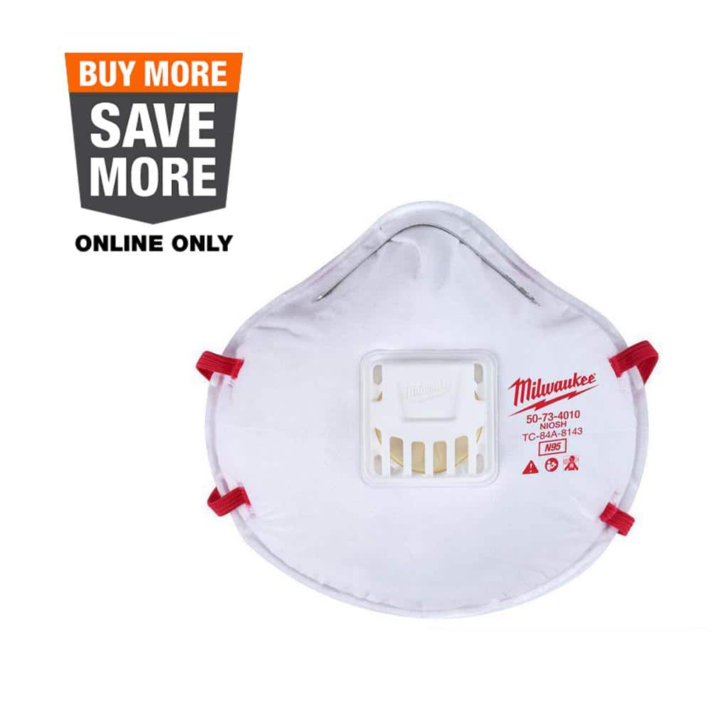 Milwaukee N95 Professional Multi-Purpose Valved Respirator (10-Pack) 48 ...