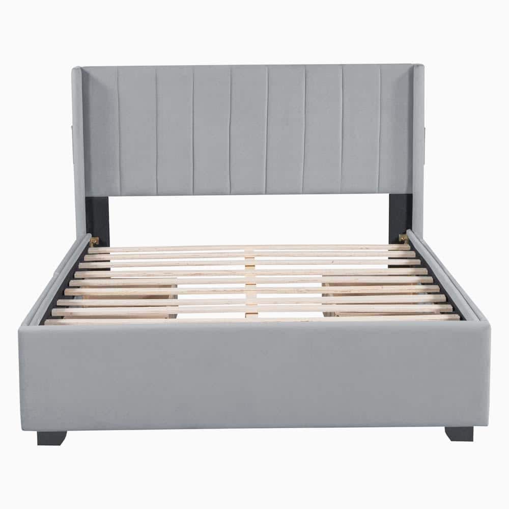wetiny Gray Full Platform Bed D-SF000104AAE - The Home Depot